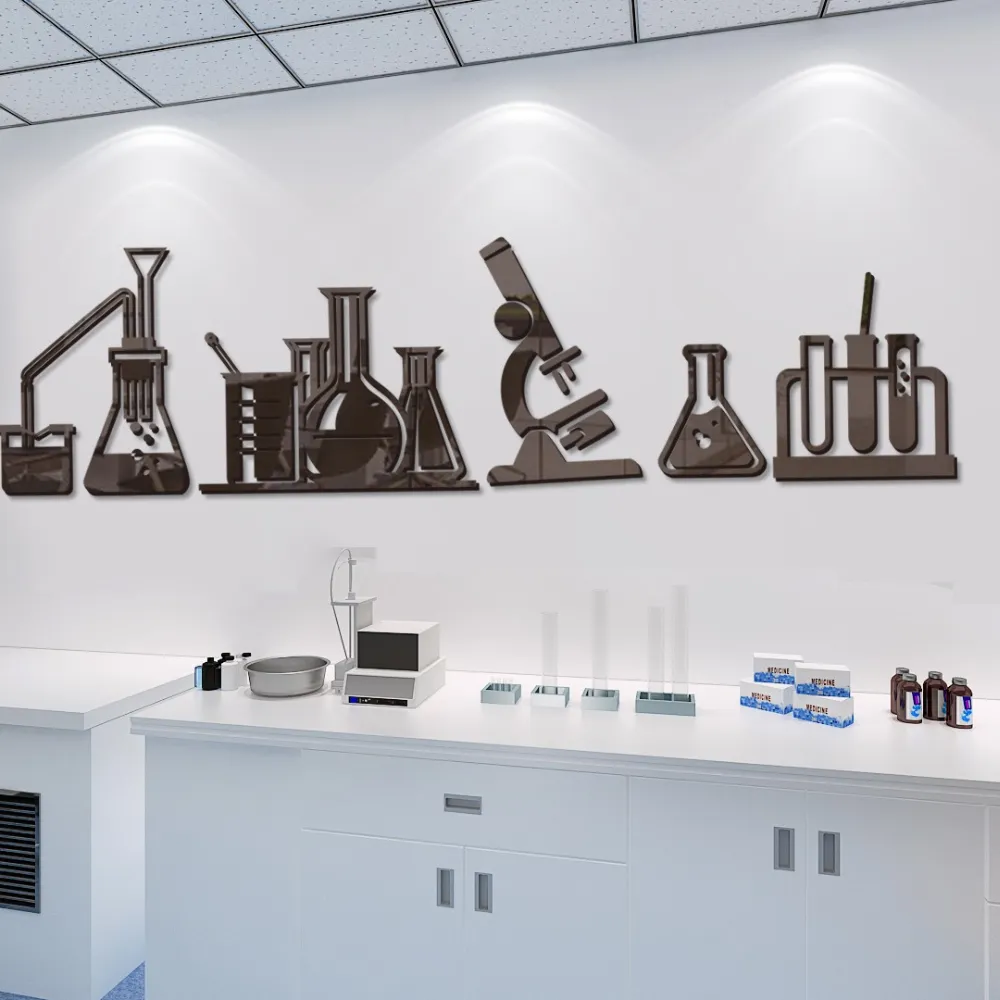 Laboratory office chemistry related acrylic 3d sticker design - your e-Shop